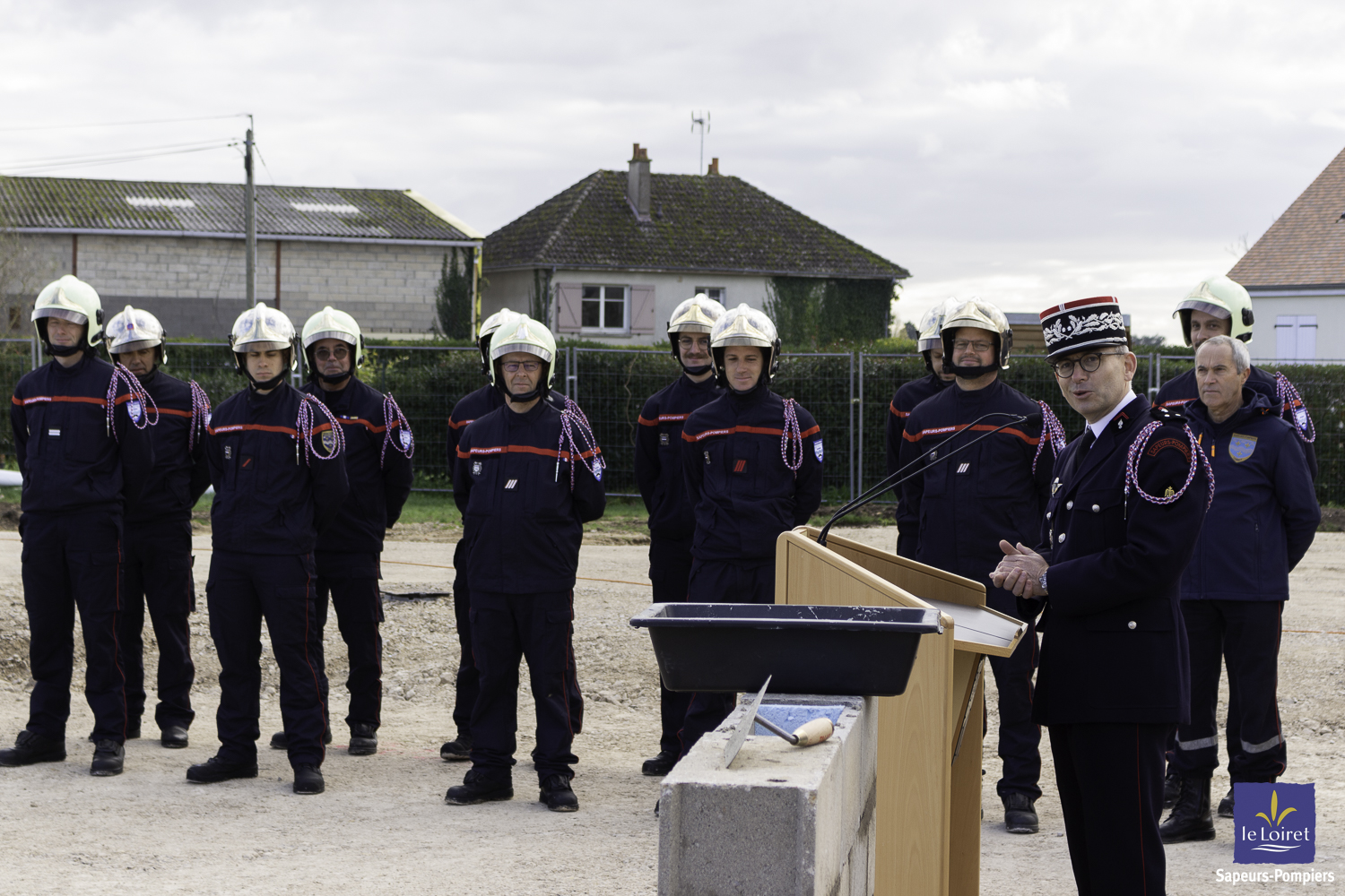 Pose de la 1ère pierre du futur CIS de Saint-Benoît-sur-Loire - SDIS45